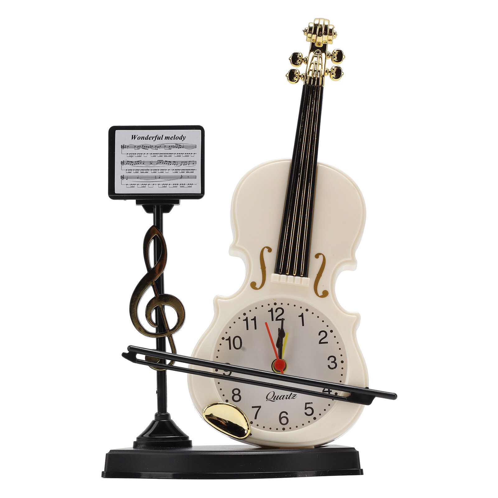 Часы-будильник в виде скрипки, уникальный внешний вид, инновационный дизайн для украшения рабочего стола дома, гостиной, подарки 2165B (высота 21 см)