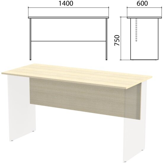 Столешница, царга Канц стола письменного 1400х600х750 мм, цвет дуб молочный, СК21.15.1