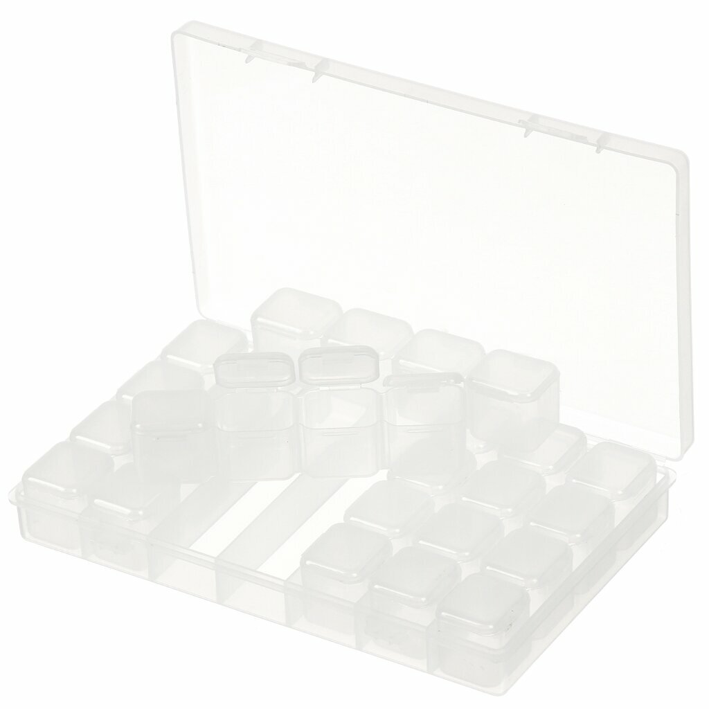 Контейнер для мелочей, пластик, 7 секций, по 4 ячейки, 17.5х11х2.5 см, прозрачный, К-28