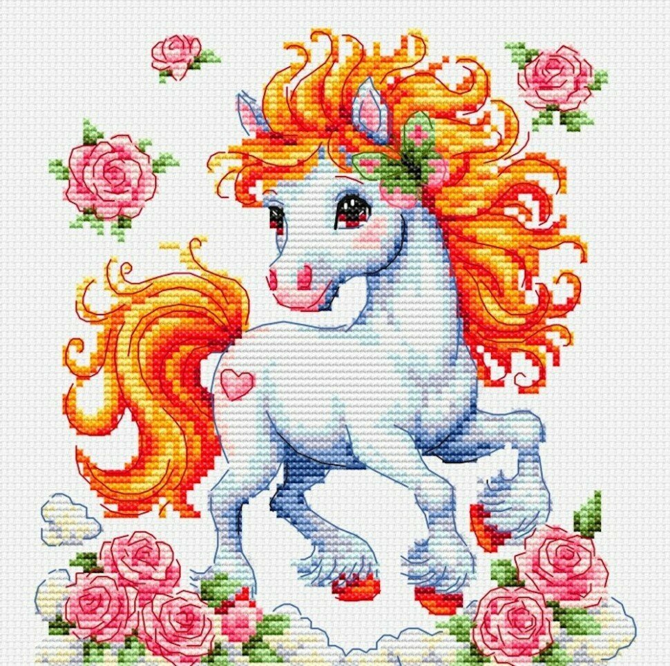 Набор для вышивания Многоцветница #МКН 168-14 Лошадка на удачу, Счетный крест, 16 х 17 см