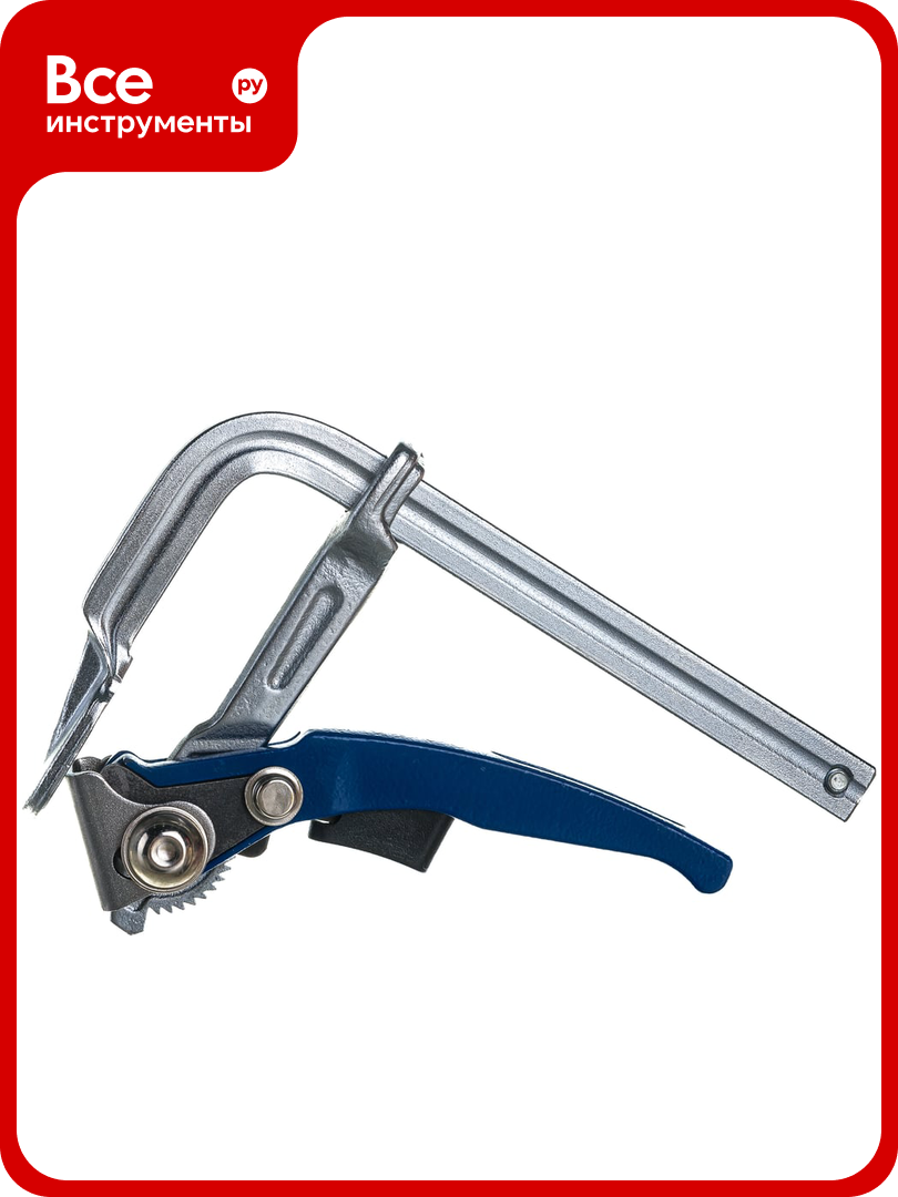 F-образная рычажная струбцина кобалт 249-044, кованая сталь, универсальное назначение для дерева и металла, бытовой тип