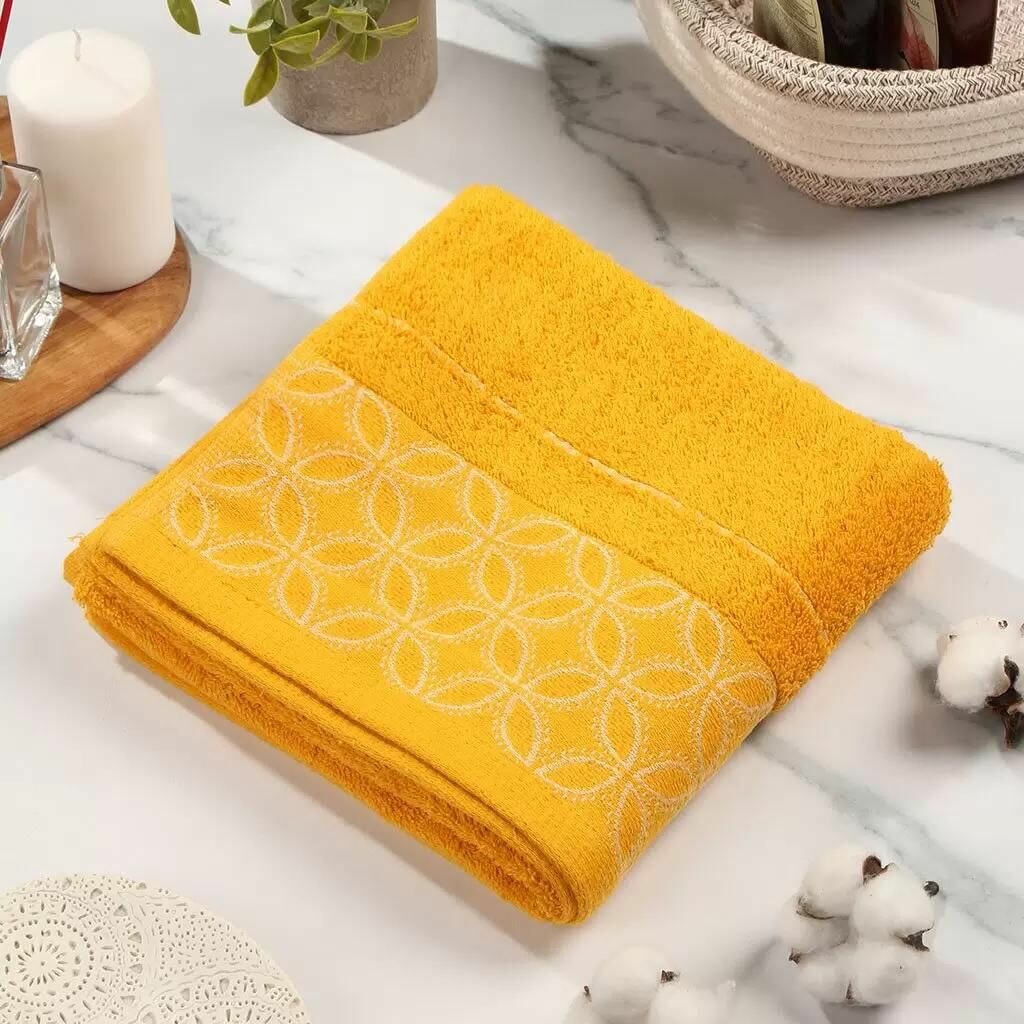Банное полотенце Silvano "Фелиция", 50х90 см, 100% хлопок, 550 г/м2, цвет Горчица, Узбекистан