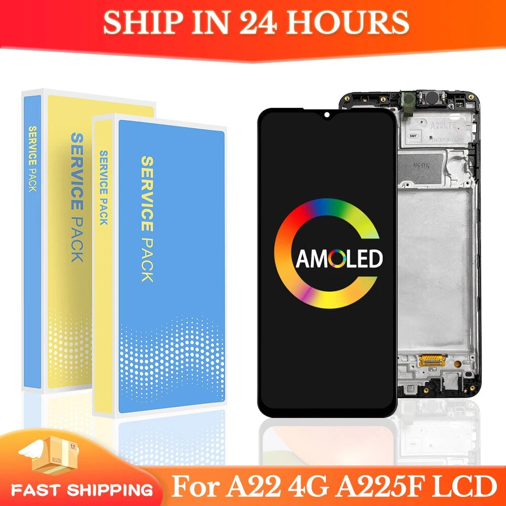 AMOLED для Samsung A22 4G ЖК-дисплей A225F A225F/DS A225M ЖК-дисплей с цифровым OEM With Frame