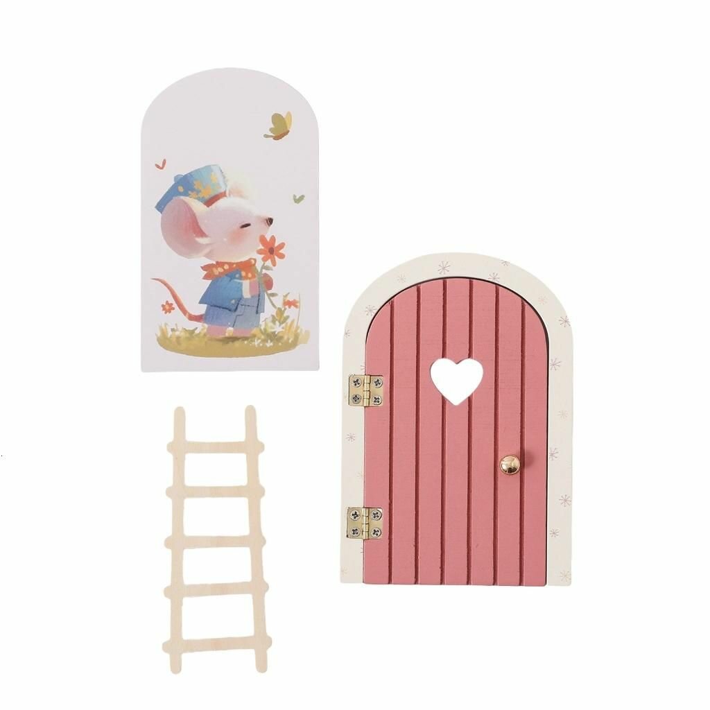 Сменная дверь для мыши натуральная текстура для DIY проекта кукольного домика, Розовый