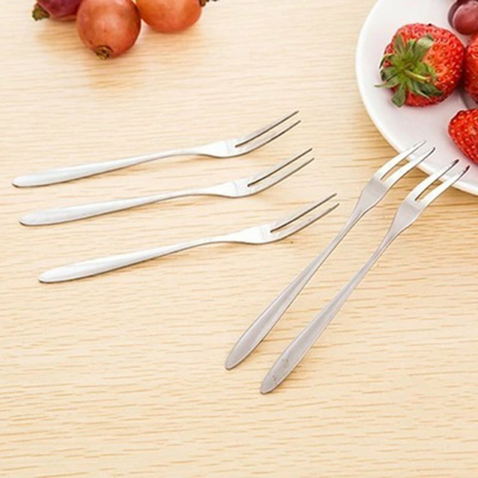 Креативная вилка для фруктов из нержавеющей стали, вилка для десерта, торта, салата, столовых приборов - серебристая