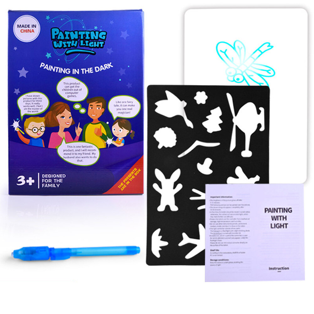 Рисуй со светом, веселая доска для рисования, граффити, планшет для рисования, Magic Draw, 3D флуоресцентная ручка, обучающая игрушка, стиль: маленький A5