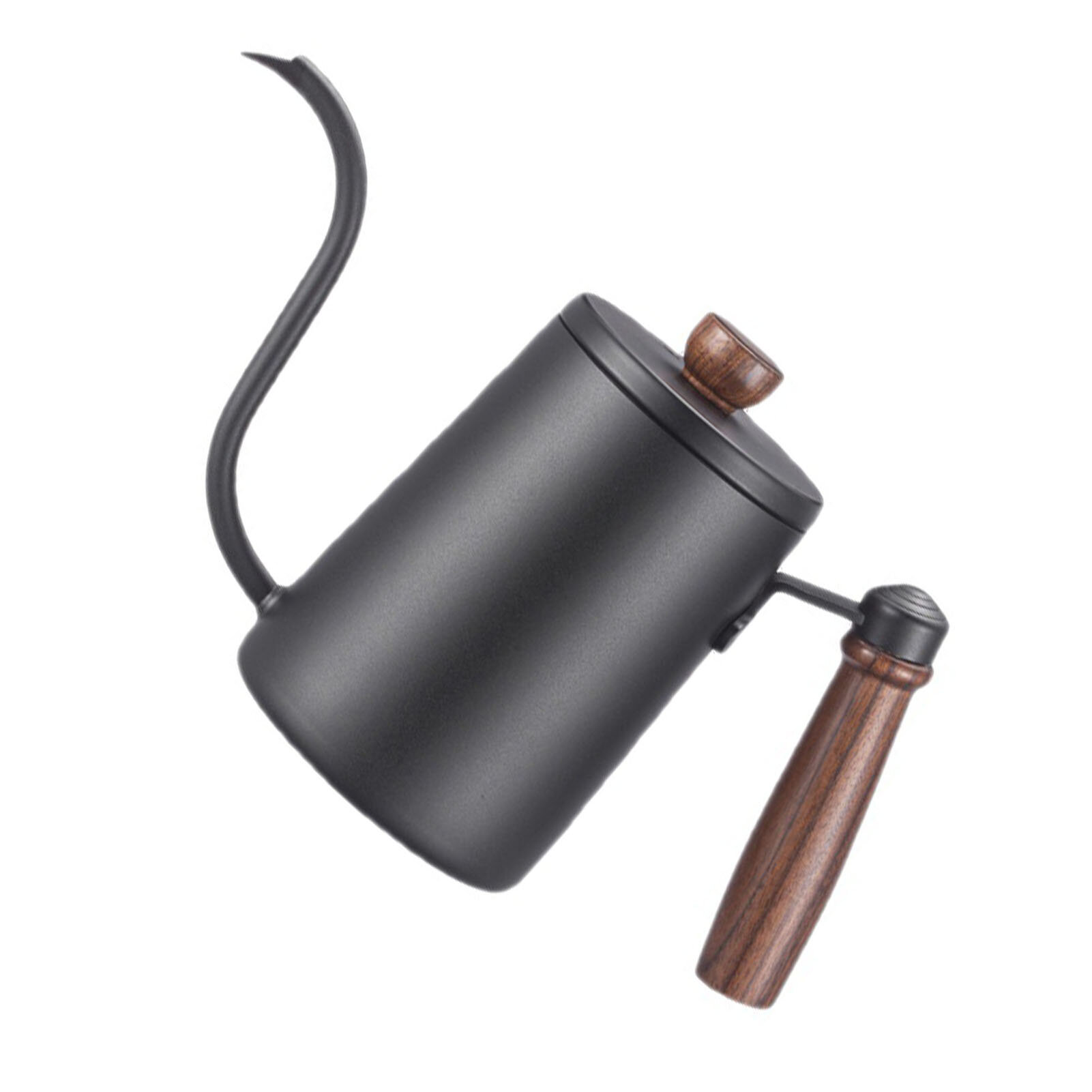 Ручной капельный чайник для кофе с деревянной ручкой на гибкой стойке из нержавеющей стали 304, черный чайник