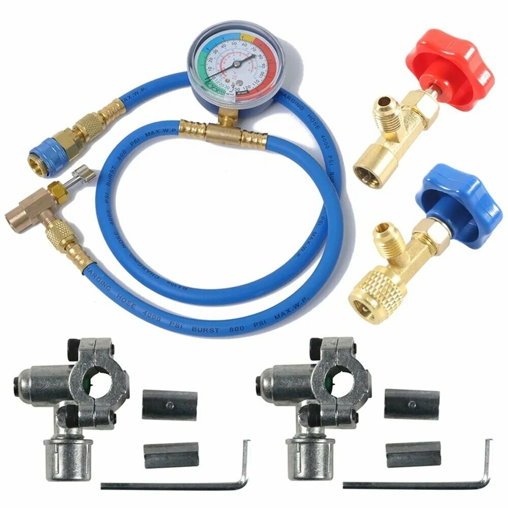 Комплект для заправки фреоном холодильника R134A с манометром, измерительный шланг для кондиционера автомобиля, медный для мотоциклов, квадроциклов, лодок