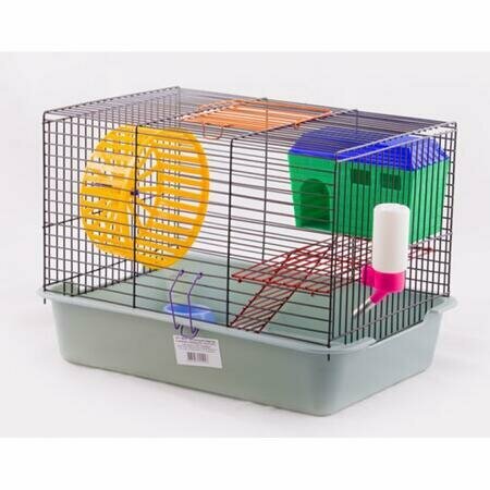 Вака клетка для грызунов 2-х ярусная комплект с домиком и миской