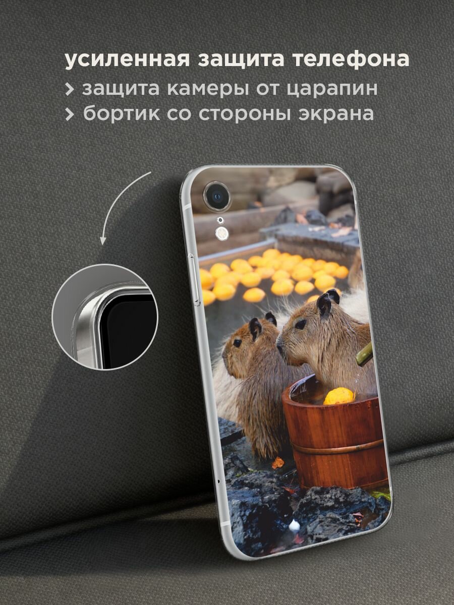 Чехол на Apple iPhone XR / Айфон XR с принтом "Капибары отмокают" — фото 1