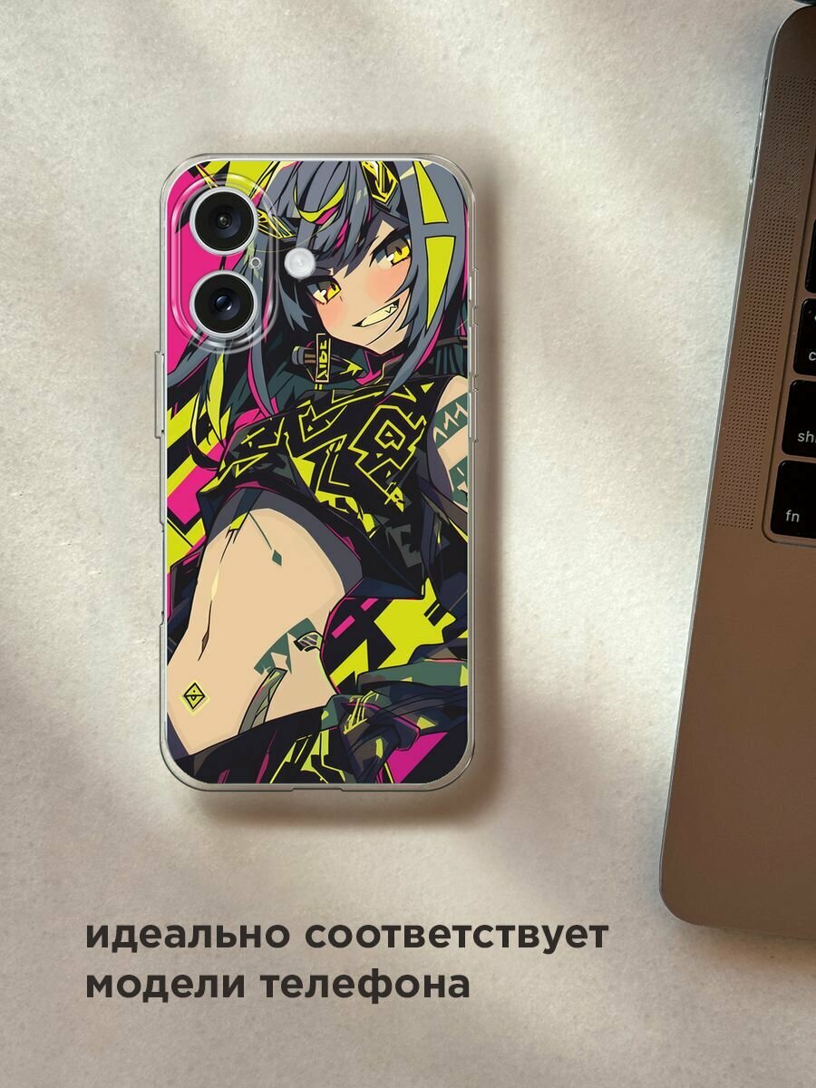 Чехол на Apple iPhone 16 / Айфон 16 с принтом "Девушка в кибер костюме" — фото 1