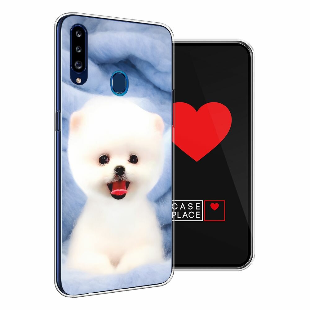 Чехол на Samsung Galaxy A20s / Самсунг Галакси A20s с принтом Белый пёсик — фото 1