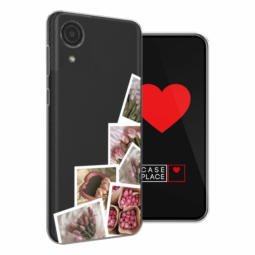 Чехол на Samsung Galaxy A03 Core / Самсунг Галакси А03 Core с принтом "Весенние фото - 8 марта", прозрачный — фото 1