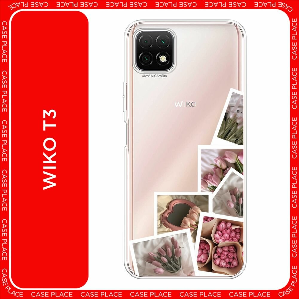 Чехол на Wiko T3 / Вико Т3 с принтом "Весенние фото - 8 марта", прозрачный