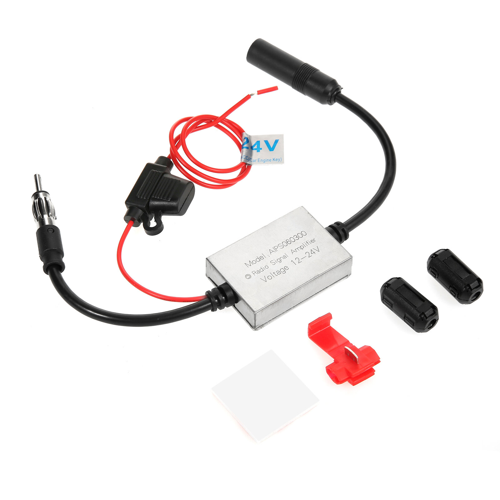 Усилитель сигнала антенны автомобильного стерео FM-радио, 1 шт, универсальный для автомобилей, грузовиков, внедорожников, напряжение 12-24 В