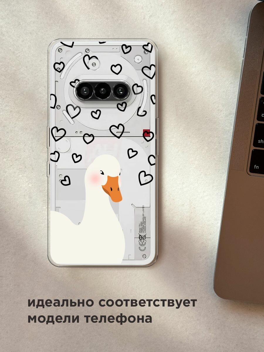 Чехол на Nothing Phone 3a / Нотинг Фон 3а с принтом "Влюблённый гусь 3 - 14 февраля", прозрачный — фото 1