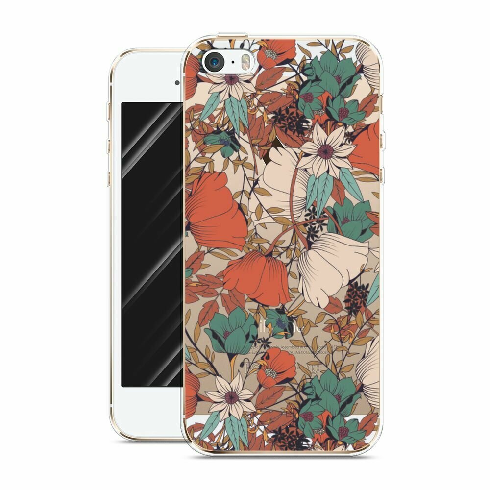 Чехол на Apple iPhone 5/5S/SE / Айфон 5/5S/SE с принтом Несобранный букет, прозрачный — фото 1
