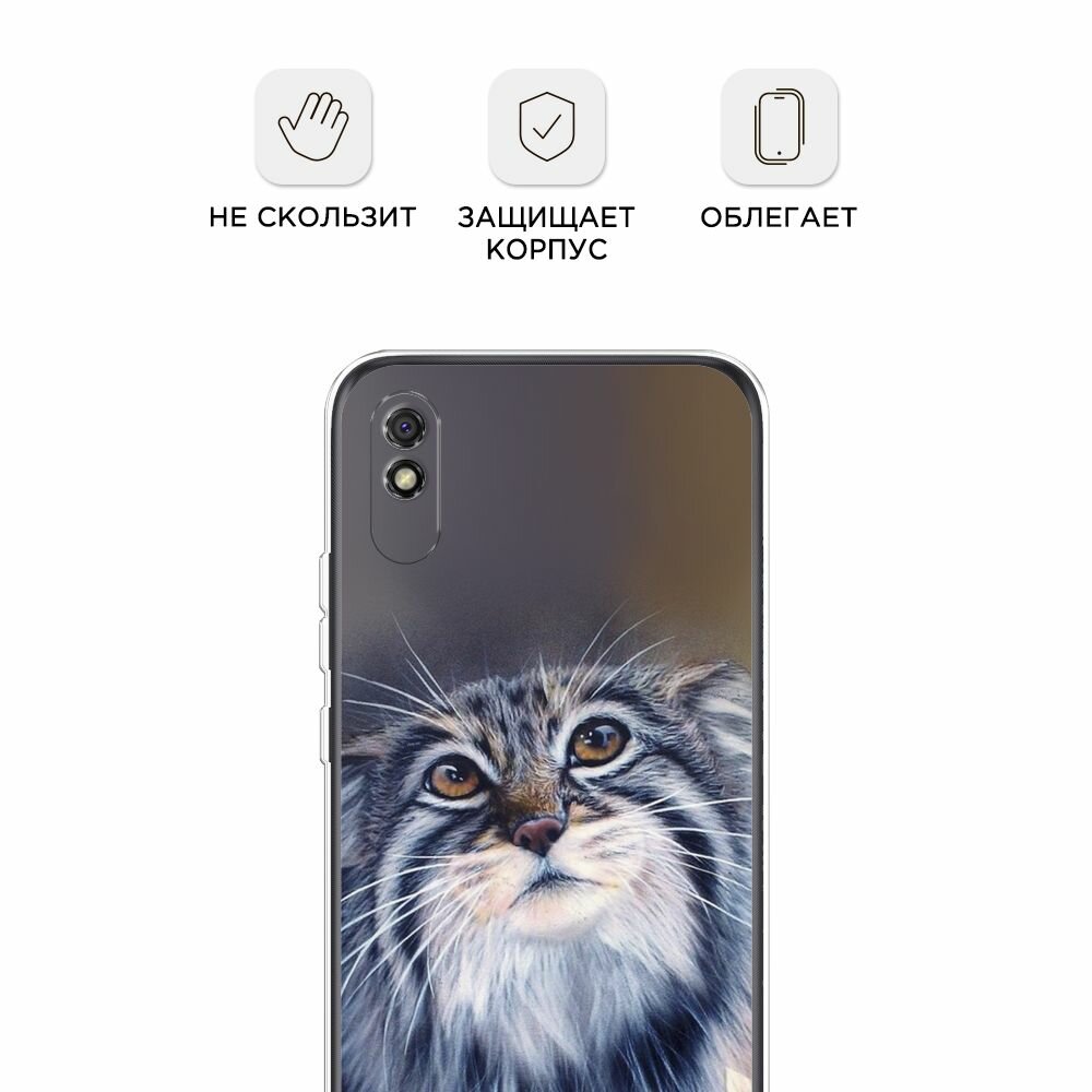 Чехол на Xiaomi Redmi 9A / Сяоми Редми 9А с принтом "Кот манул 2" — фото 1