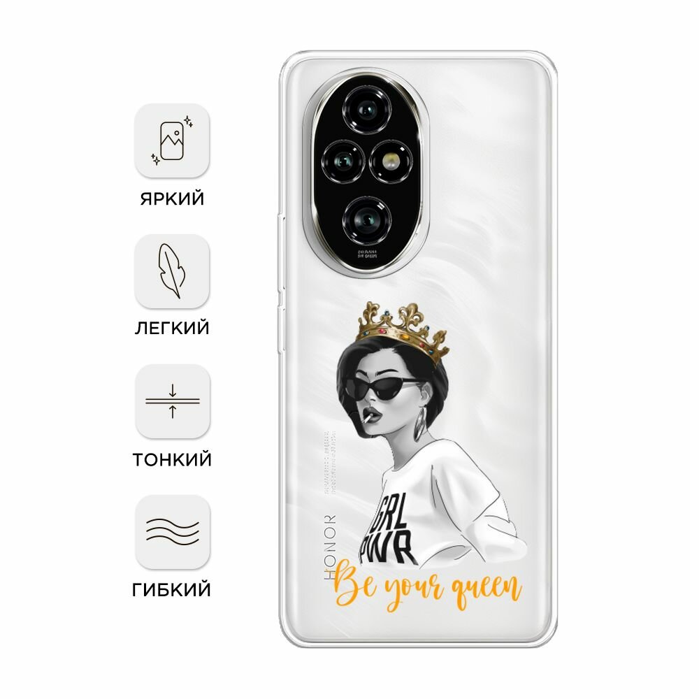 Чехол на Honor 200 Pro / Хонор 200 Про с принтом Be your Queen, прозрачный — фото 1