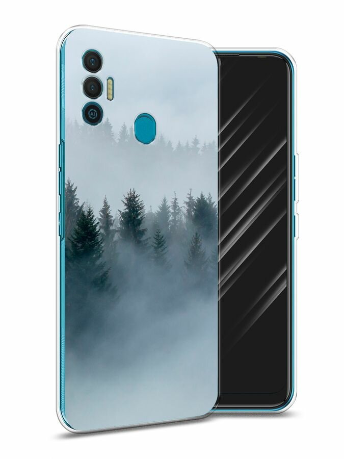 Чехол на Tecno Spark 7 / Техно Спарк 7 с принтом "Лес в тумане"