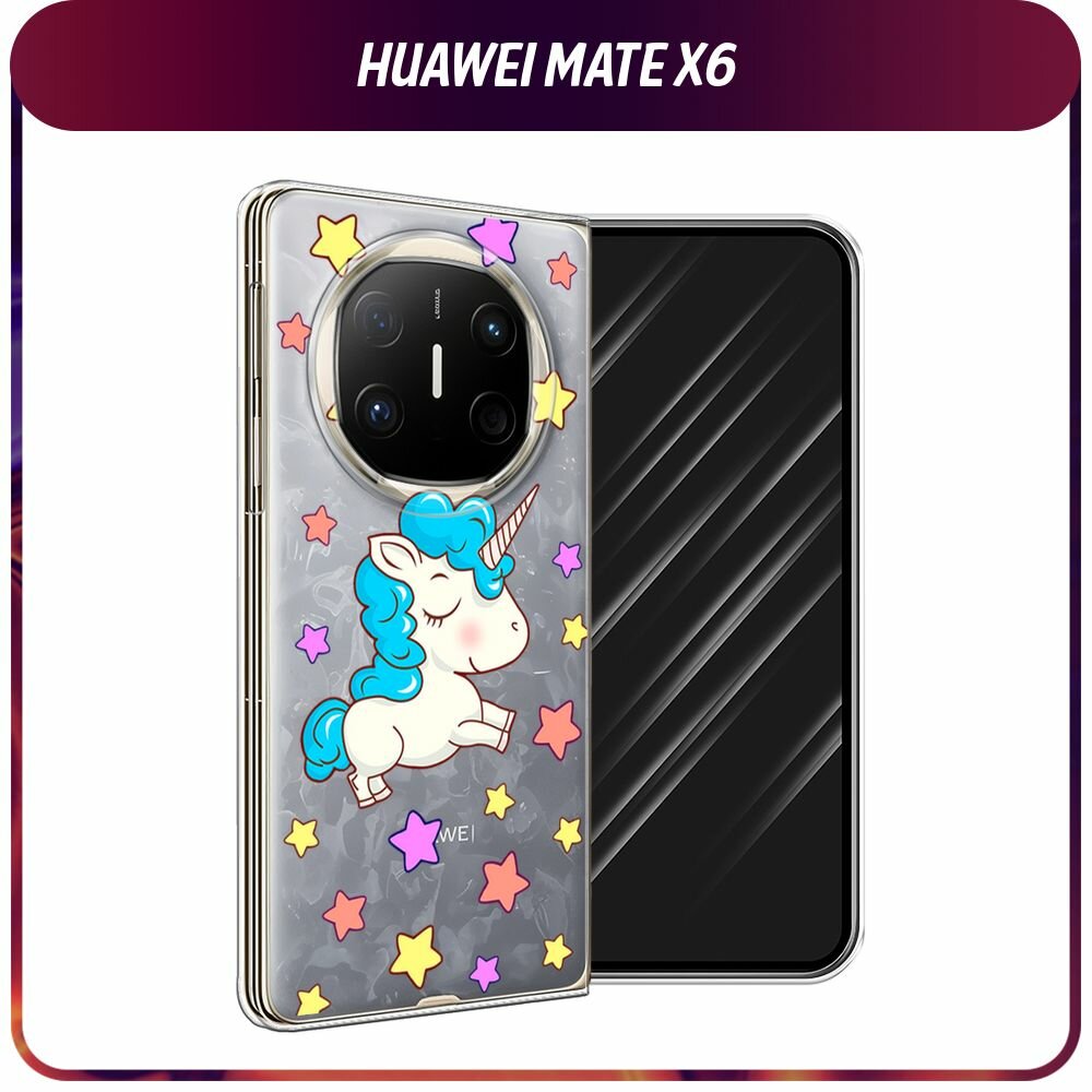 Чехол на Huawei Mate X6 / Хуавей Мате X6 с принтом Голубая единорожка