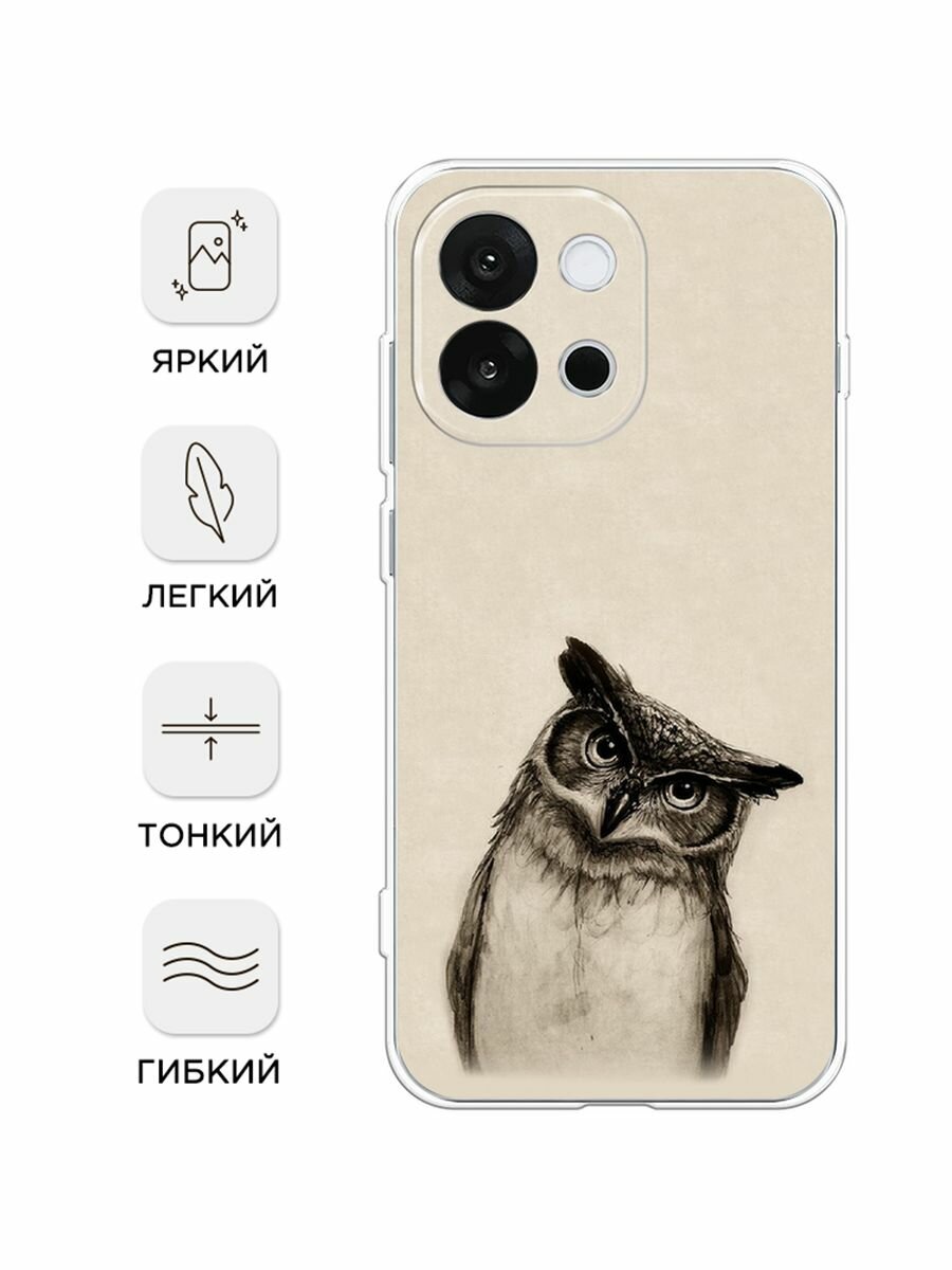 Силиконовый чехол на OnePlus 13T / Ван Плас 13Т с принтом "Сова" — фото 1