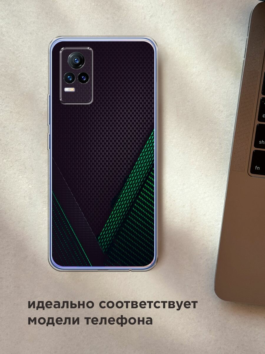 Чехол на Vivo V21e 4G / Виво V21e 4G с принтом "Зеленый карбон" — фото 1