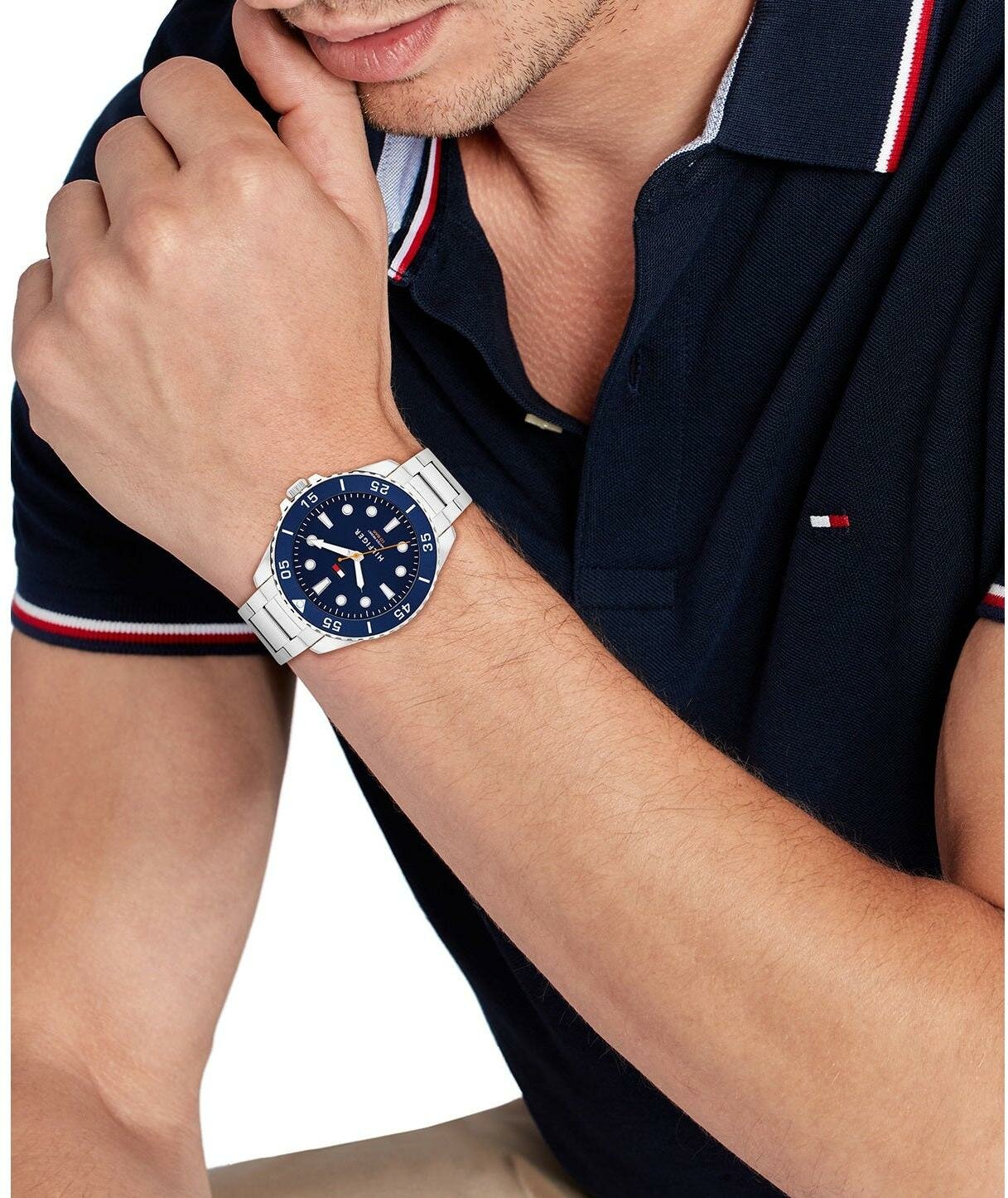 Наручные часы TOMMY HILFIGER, серебряный, синий — фото 1