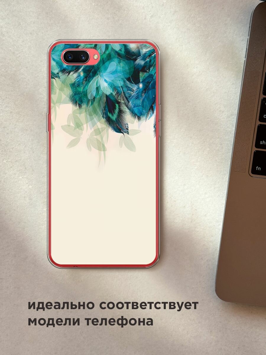 Силиконовый чехол на Oppo A3s / Oppo A3s с принтом Перья голубого цвета — фото 1