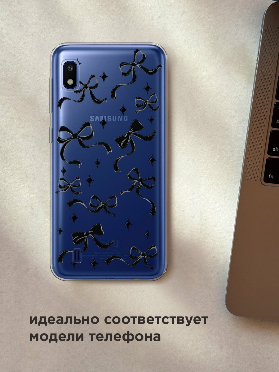 Чехол на Samsung Galaxy A10 / Самсунг Галакси А10 с принтом "Милые чёрные бантики 4" — фото 1