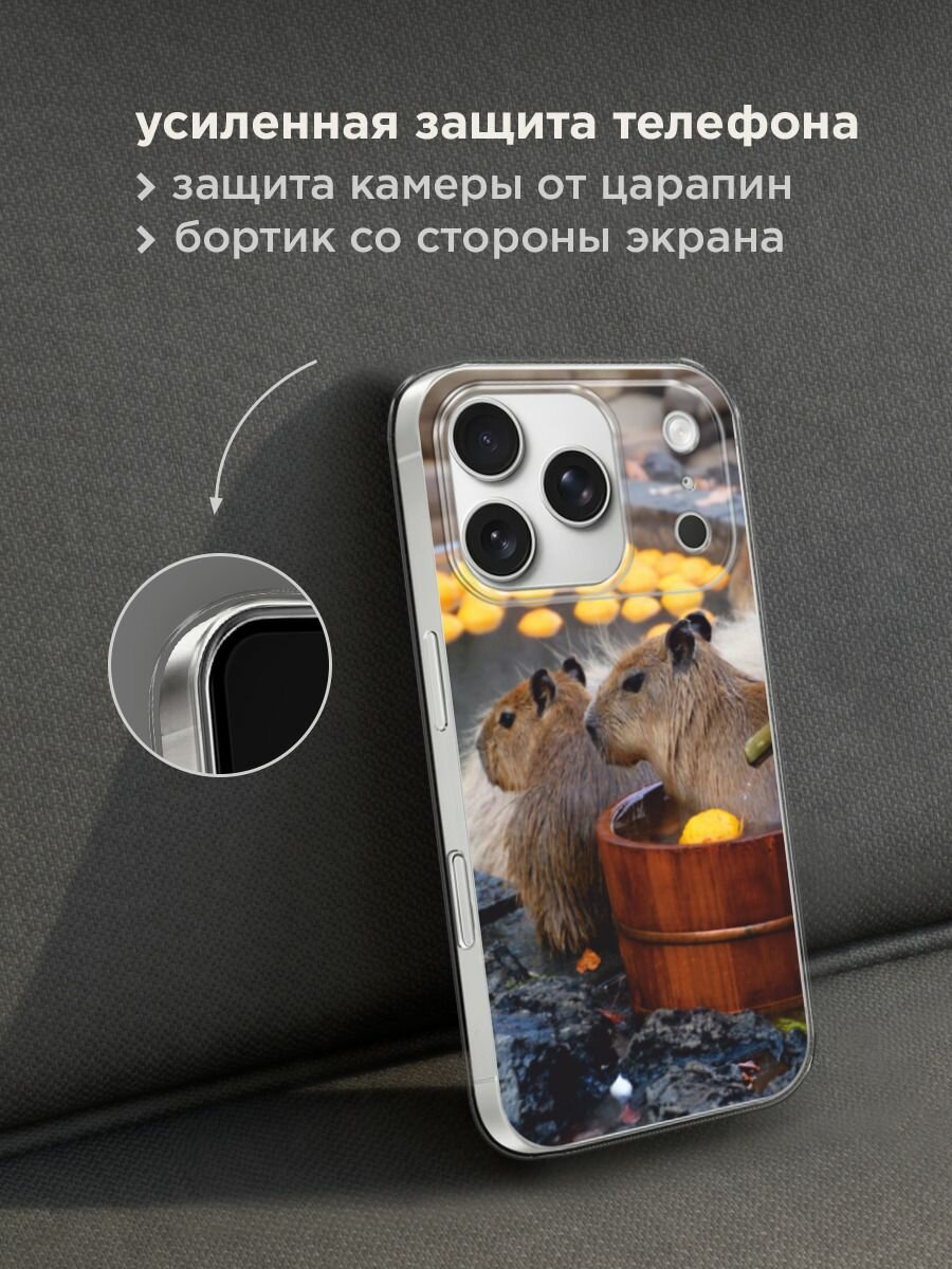 Чехол на Apple iPhone 17 Pro / Айфон 17 Про с принтом "Капибары отмокают" — фото 1