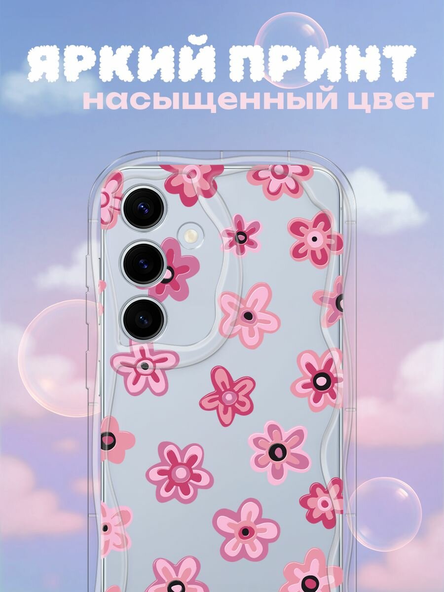 Чехол на Samsung Galaxy S24 FE 5G / Самсунг s24 fe с принтом Паттерн розовые цветочки — фото 1