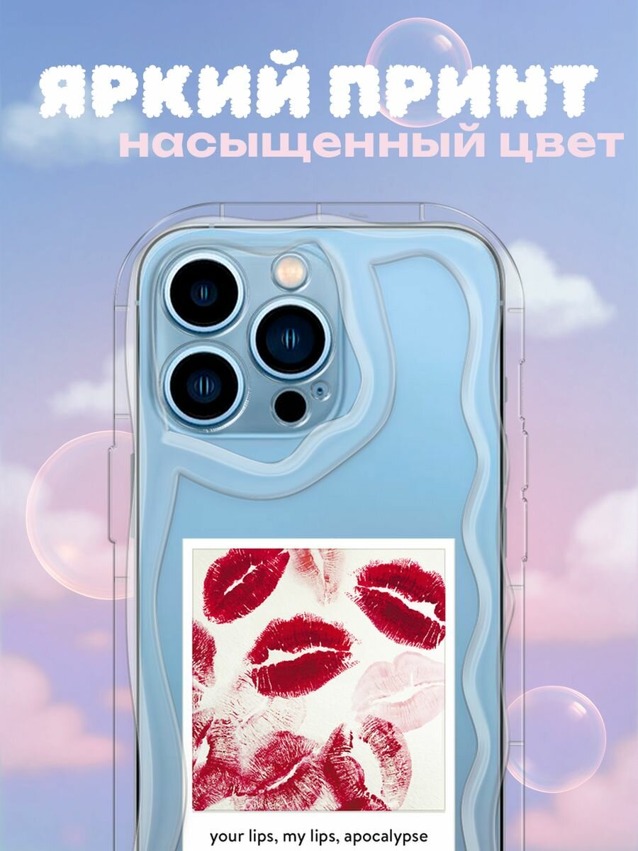 Чехол на Apple iPhone 13 Pro / Айфон 13 Pro с принтом Полароид губы 2 — фото 1