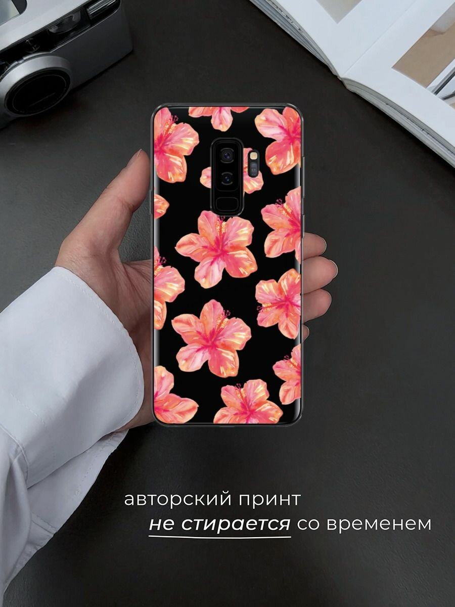 Чехол на Samsung Galaxy S9 + / Самсунг Галакси С9 Плюс с принтом "Pink flowers" — фото 1