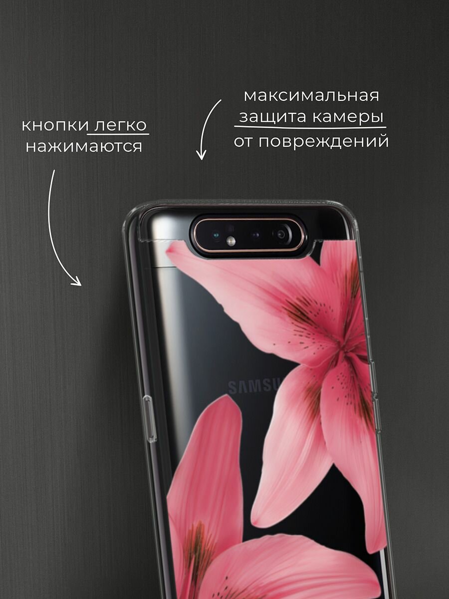 Чехол на Samsung Galaxy A80 / Самсунг Гэлакси A80 с принтом "Pink flower" — фото 1