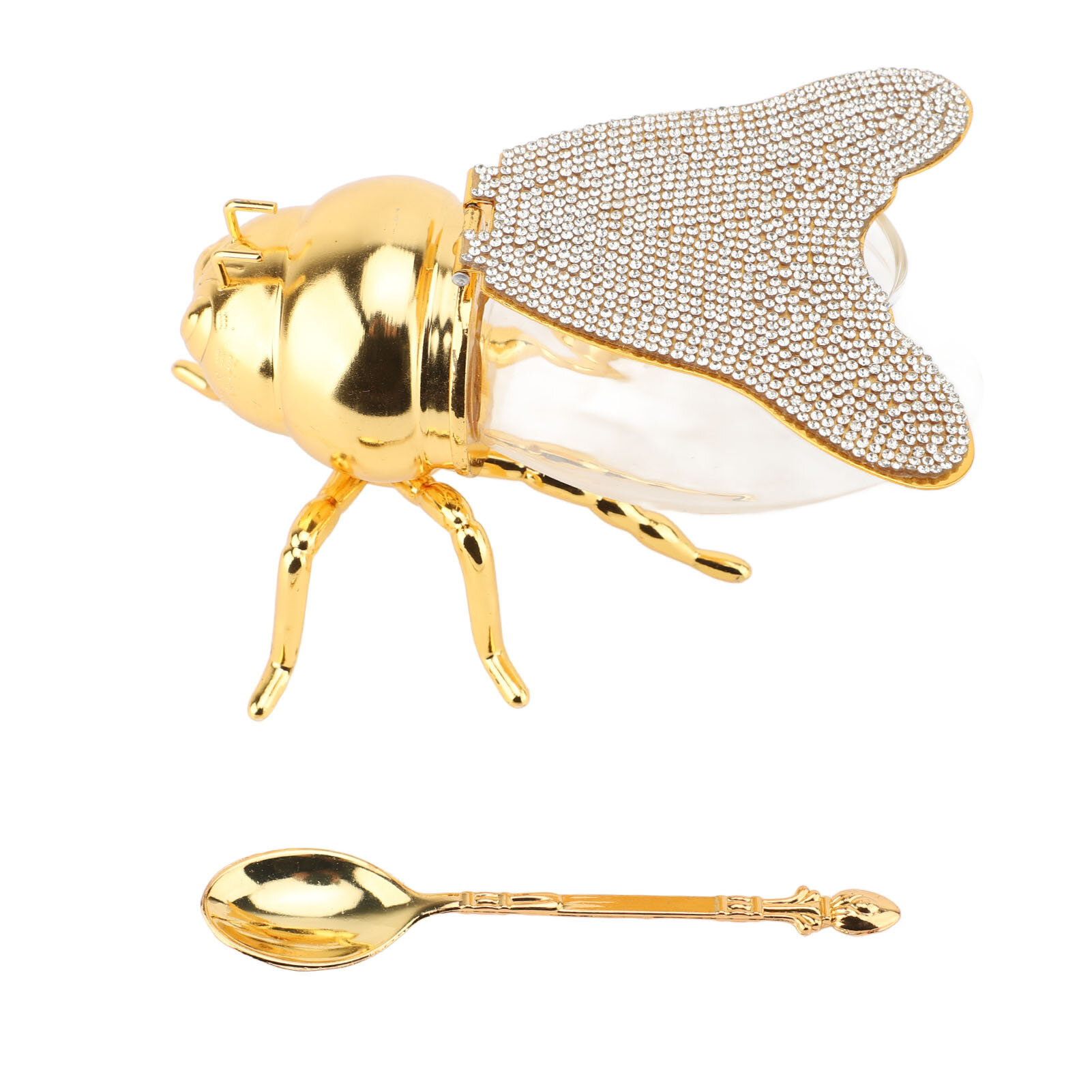 Коробка для специй в форме пчелы, стеклянная и металлическая, универсальная, для специй, приправ, принадлежностей для кухни, для кафе, фуршета или вечеринки.