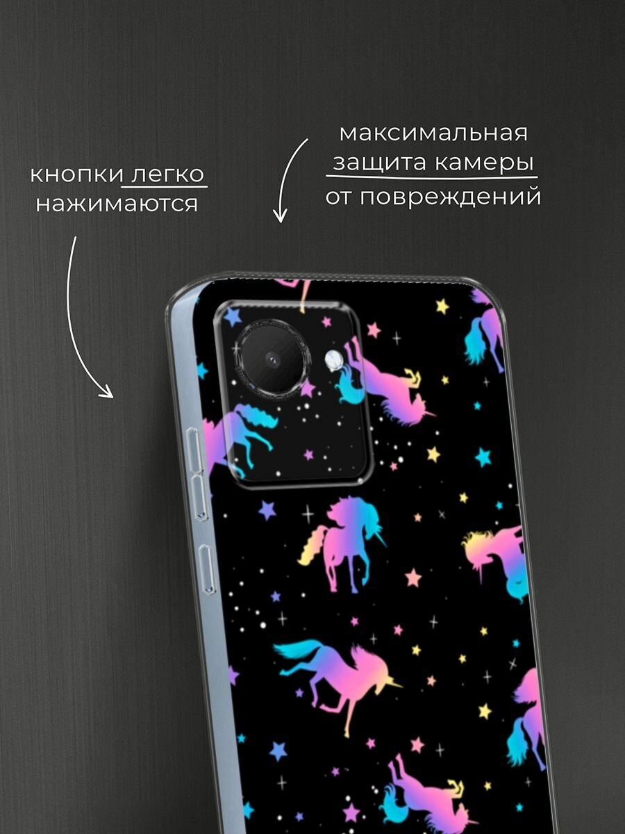 Чехол на Realme C30 / Реалми C30 с принтом "Единороги градиент" — фото 1