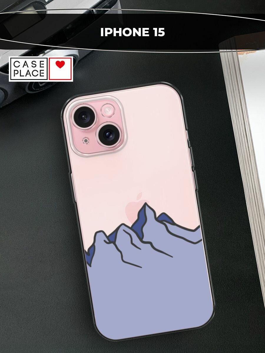 Чехол на Apple iPhone 15 / Айфон 15 с принтом "Гора", прозрачный