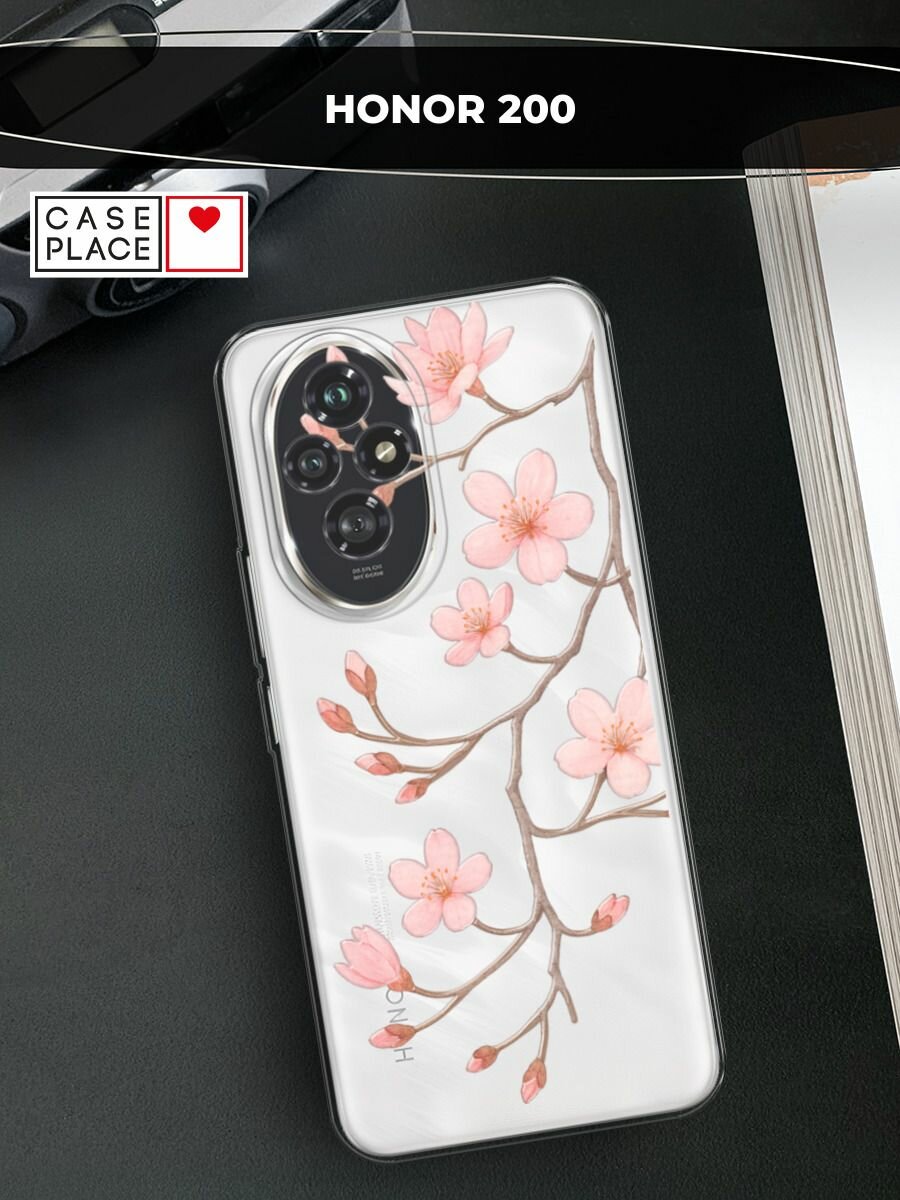 Чехол на Honor 200 / Хонор 200 с принтом "Веточка распускающейся сакуры 2"