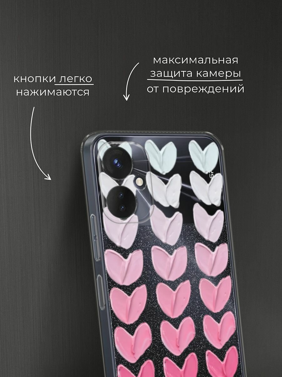Чехол на Tecno Spark 9 Pro / Техно Спарк 9 Про с принтом "Градиент из сердечек" — фото 1