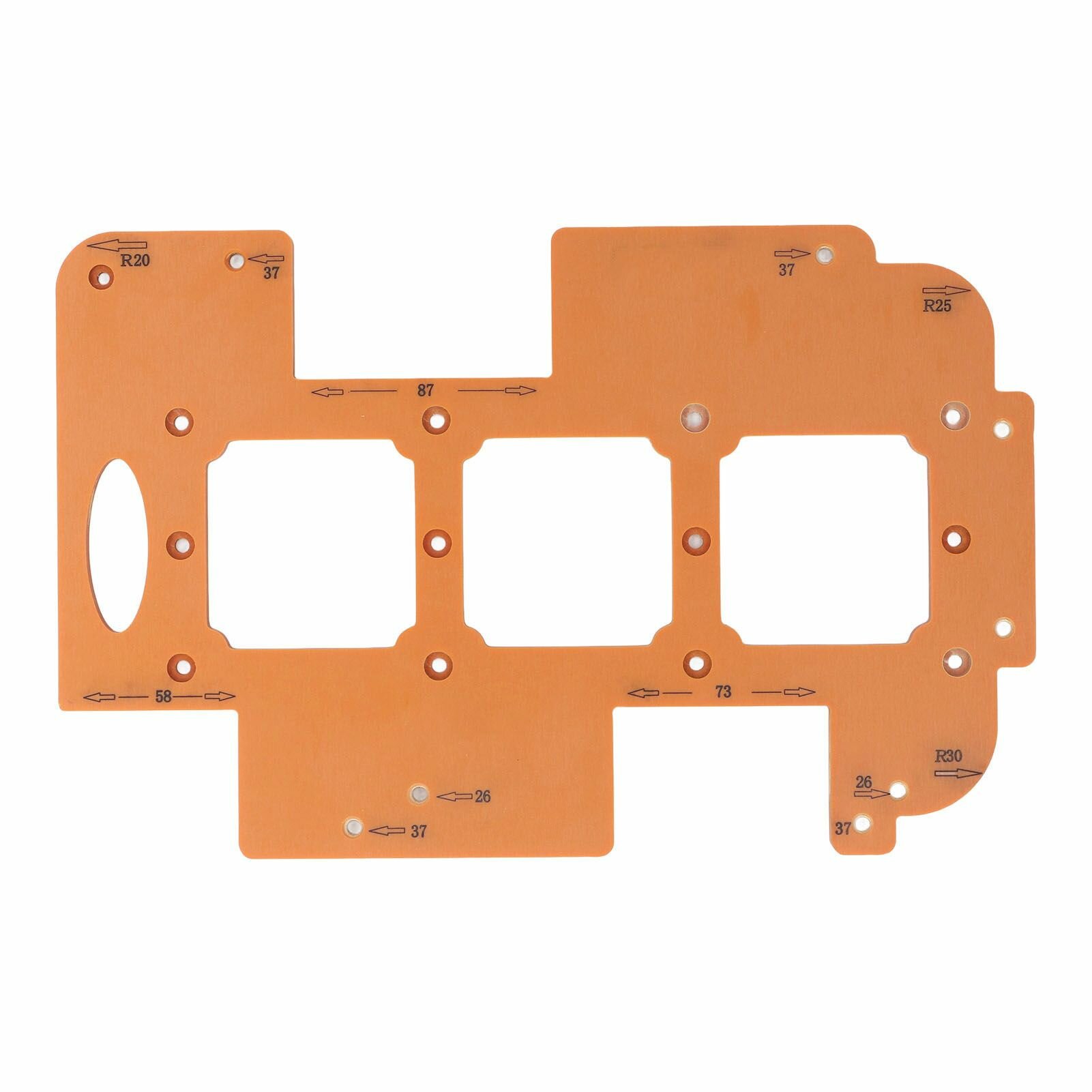 Шаблон для нижней коробки розетки выключателя 7x7 см с отверстием, многофункциональный шаблон радиуса угла R20 R25 R30 с фрезерной фрезой