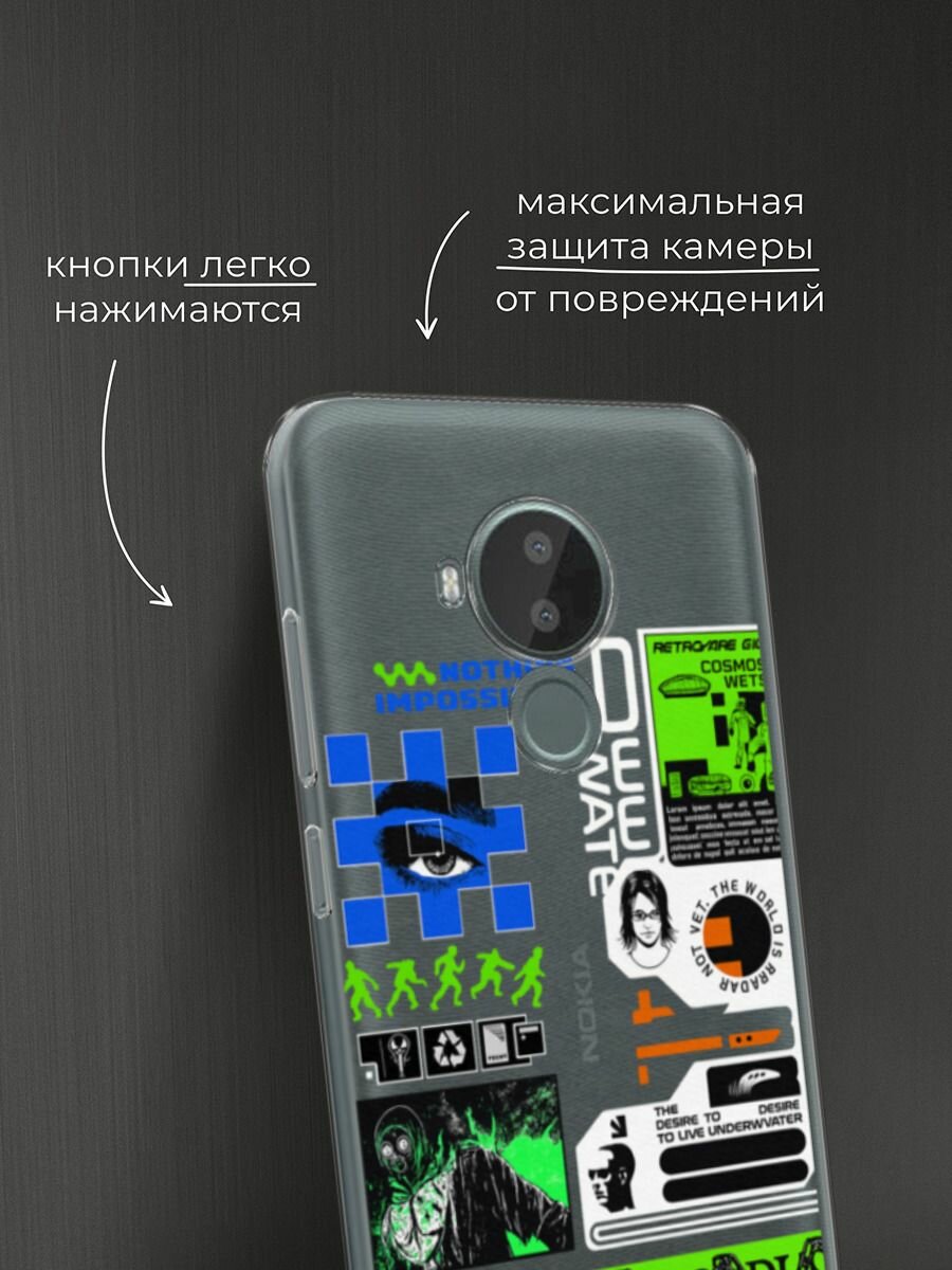 Чехол на Nokia C30 / Нокия C30 с принтом "Nothing impossible", прозрачный — фото 1