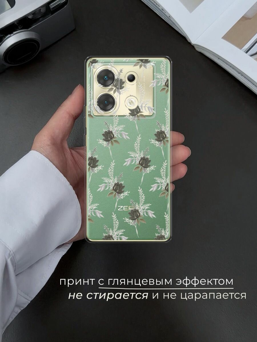 Чехол на Infinix Zero 30 5G / Инфиникс Зеро 30 5G с принтом "Паттерн цветы сепия" — фото 1