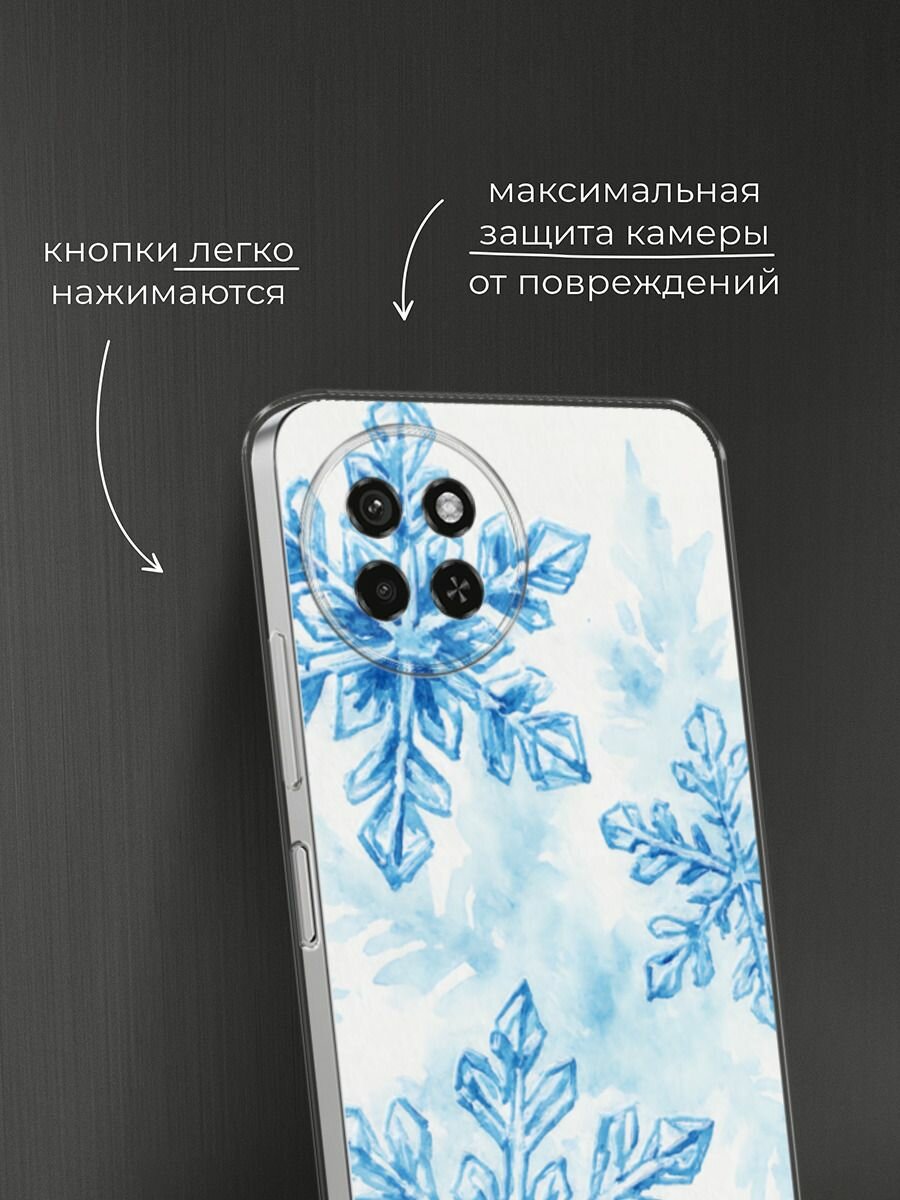 Чехол на Itel S23 / Ител S23 с принтом "Акварельные снежинки" — фото 1