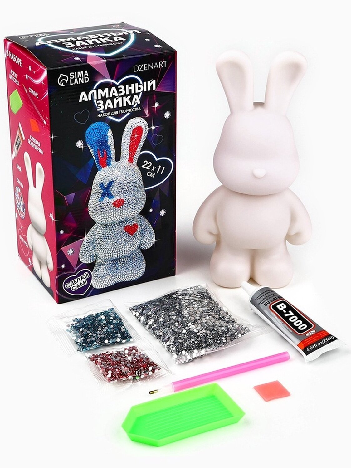 Алмазная мозаика на фигурке с полным заполнением "Милый Зайка"