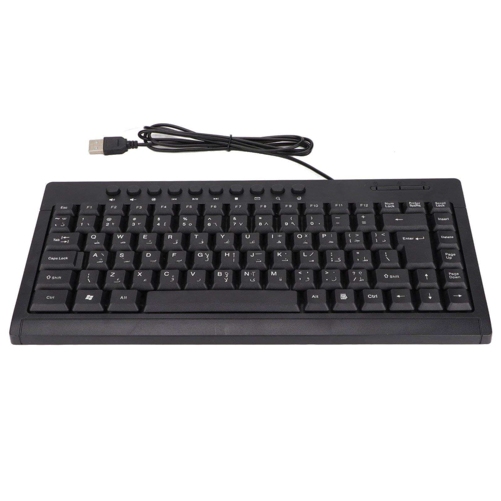 Mini Keyboard Home Office Desktop Computer Laptop 95 Keys Black Wired USB Single Small KeyboardArabic
