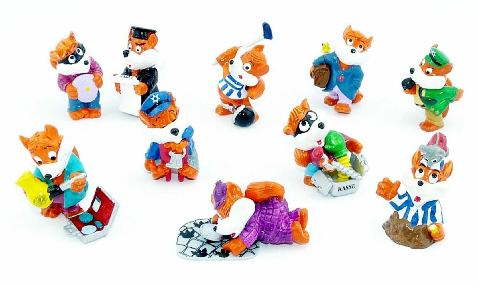 Серия Лисы-сыщики полная серия из киндер сюрприза 1998 год, 10 штук Оригиналы игрушек, фигурок