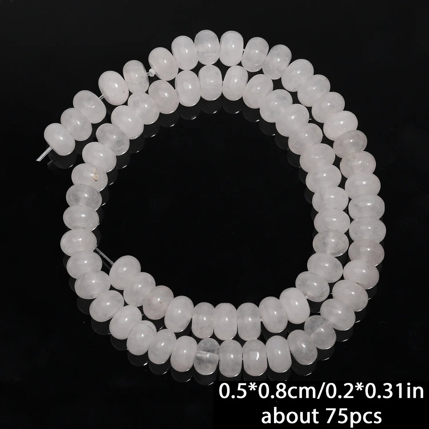 Бусины из натурального камня белые, White jade, 75 шт