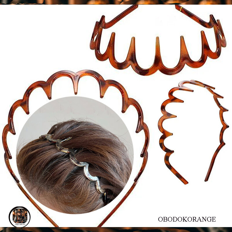 Ободок для волос широкий, красивый - унисекс, цвет оранжевый прозрачный