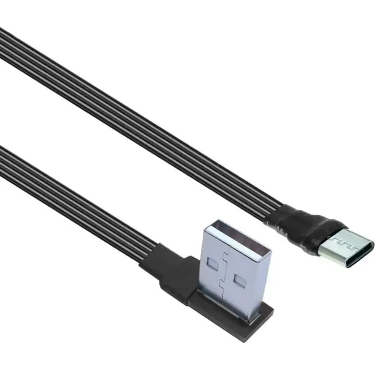 Плоский кабель USB-A на Type-C, 1.5м, USB right corner